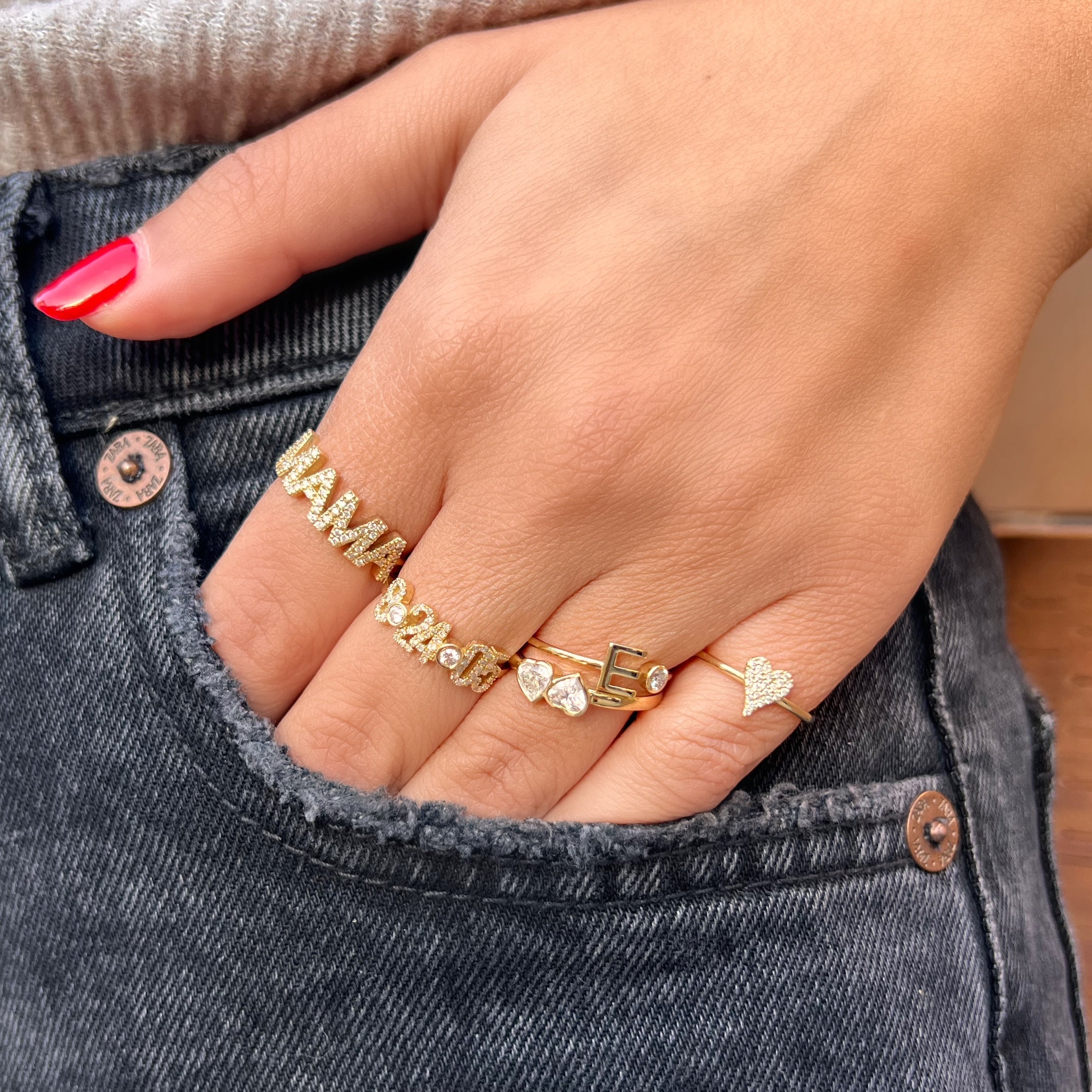 MIRYAM INITIAL BIRTHSTONE STACKABLE RING – SARAH CHLOE
